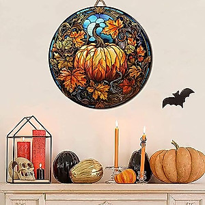 V VIBEPY 2D Flat All Over Printed, Pumpkin Wooden Sign, Fall Sign, Autumn Sign, Pumpkin Sign For Fall Decor, 8",12",18" Wood Sign, Autumn Decor, Fall Decorations (CSWS-EPHG-51197001)