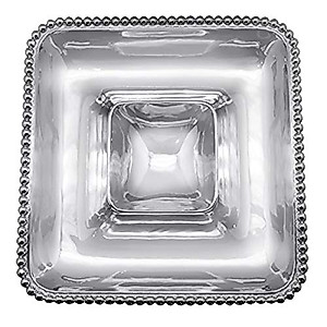 Mariposa Pearled Square Chip and dip, One Size, Silver