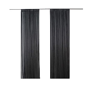 SweetEasy 2pcs 5ftx10ft Photography Backdrop Cloths Panel Curtains for Birthday Wedding Party Event Festival Reception Event Celebration Graduation Ceremony Background Stage Decoration(Black)
