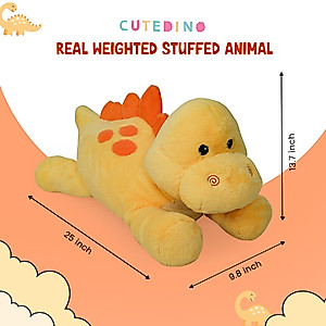 Stroceax 25" | 4 Pounds Yellow Dinosaur Weighted Stuffed Animals - Weighted Stuffed Animal for Anxiety - Big Cute Dino Plush Toy Throw Pillow Gifts for Kids & Adults (Yellow - 4 lbs)