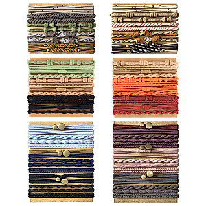 74Pcs Boho Hair Ties Bracelets for Women, Cute Hair Tie Elastices Bracelet for Thick Hair/Pony Tails, Soft Hair ties for Thick & Thin Hair, No Damage Hair, Dual-Use Hair ties Accessories