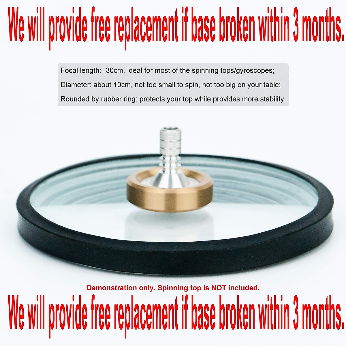 DjuiinoStar 4" Spinning Top Base (Rounded by Silicone), 30cm Focal Length (Double Concave), 100mm Large Gyroscope Station (Help to Prolong Your Average Spinning Time) DSTB-1005