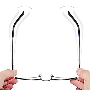 EYE ZOOM 3 Pack Metal Frame Round Reading Glasses with Spring Hinge (Black, Silver and Gunmetal, +2.00 Strength)