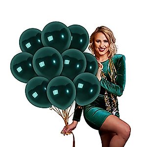 Treasures Gifted Fall Balloons Dark Teal Double Stuffed Balloons - Dark Emerald Green Layer Balloons 12 Inch Hunter Green Balloons - Dark Forest Green Balloons 36 Pack Autumn Party Decorations