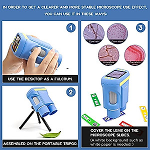 Andonstar AD122 Kids Microscope&Telescope Double Lens, Portable Handheld Microscope Binoculars, Digital Camera&Video Microscope Kit for Kids, 2" LCD Blue, Windows/Mac Compatible, SD Card Included