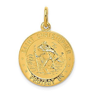 Diamond2Deal 925 Sterling Silver 24k Gold-plated Saint Christopher Medal Pendant Fine Jewelry for Women (L- 25 mm W- 19 mm)