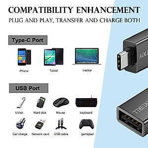 AOLLRUIRLL USB C to USB Adapter (3 Pack)， USB-C to USB 3.0 Female Adapter Compatible with iMac 2021 iPad Pro 2027 MacBook Pro Laptop, PC, Charger, Power Bank and More Type C Devices Black