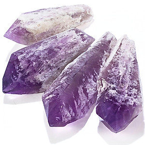 KALIFANO Cathedral Amethyst Point Bundle with Healing & Calming Effects - High Energy Reiki Brazilian Amatista Piedras Elestial Used for Stability and Peace (Information Card Included)