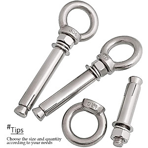 Expansion Screw, Stainless Steel Expansion Bolts, Screws, Screws, M6 Expansion Bolt - Expansion Screw Eye Bolt Anchor Bolts Concrete Screws Stainless Steel, Silver, M6x120-2pcs (Color : Silver)