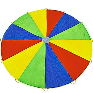 Rettebovon Parachute for Kids with 12 Handles Multi-Purpose Waterproof 12ft Play Parachute Toy Games for Team Games,You Can Also Use it for Picnic Mat and Furniture Cover (12ft)