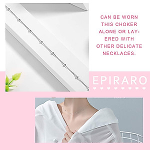 EPIRORA Choker Necklace for Women 925 Sterling Silver White Gold Plated Dainty Satellite Bead Chain Pendant Minimalist Jewelry, 16''+2"