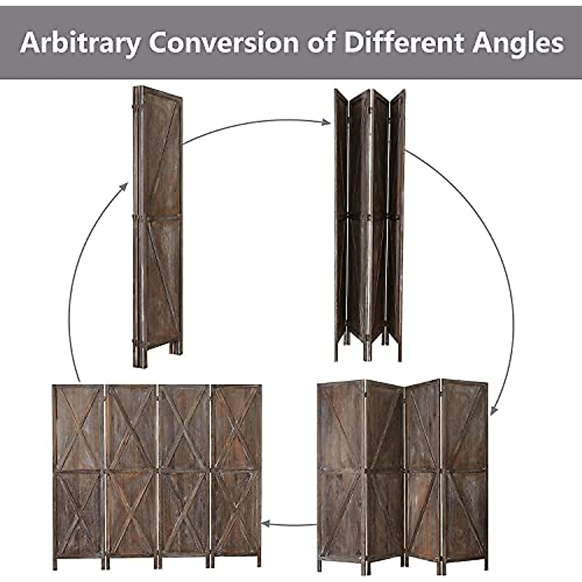 Room Divider Screen Outdoor Privacy Screens - Folding Partition Room Dividers 6ft Tall Portable Freestanding Privacy Screen W-Shaped Design for Home Office, 4 Panels