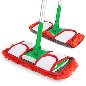 Reversible Double Sided Swiffer Compatible Mop Head | Microfiber Mop Head Replacement | Dust Mop | Floor Mop | Flat Mop | Microfiber Mop Pads | Wet and Dry Cleaning | Set of 2