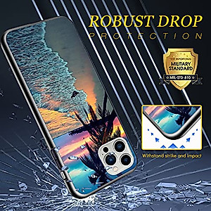 RAOIOLS Compatible with iPhone 13 Pro Max Case Cover,Sunset Beach Palm Trees,Protective Shockproof Full Body Soft TPU Bumper and PC Protective Slim Case for iPhone 13 Pro Max - 6.7inch