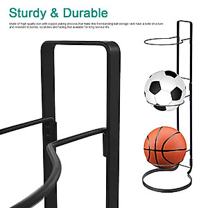 Basketball Ball Storage Rack, 3 Tier Cube Ball Storage Holder, Freestanding Garage Sport Equipment Organizer Innovative Indoor Removable Vertical Display Stand for Volleyball Football Basketball