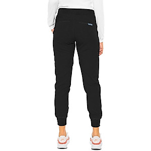 Med Couture Scrub Pants for Women Jogger Pant with 5 Pockets, Lightweight, Ultra Soft, 2-Way Stretch Fabric - MC7710, XL, Black