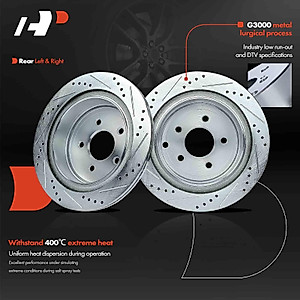 A-Premium 12.23 inch (310.6mm) Rear Drilled and Slotted Disc Brake Rotors Compatible with Select Nissan and Infiniti Models - Pathfinder 2013-2019, Quest, Murano, Q50, Q60, Q70, FX35, FX37, M37