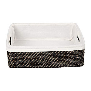 KOUBOO Rattan Shelf Basket with Liner, Black Wash