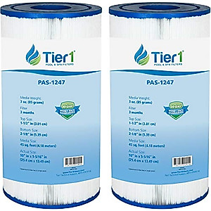 Tier1 Pool & Spa Filter Cartridge 2-pk | Replacement for Spas Freeflow Legend, Pleatco PFF50P4, Filbur FC-2401, Unicel 5CH-45 and More | 45 sq ft Pleated Fabric Filter Media