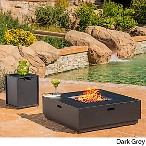 Christopher Knight Home Abraham Outdoor 40-Inch Square Fire Pit with Tank Holder, Concrete