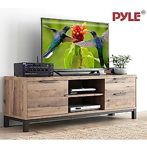 Pyle Compact Mini Home Power Amplifier - 40W Smart Small Audio Stereo Receiver w/ AUX 2 Microphone IN COM/8-Ohm/25V/70V Speakers LED Input Selector For PA Amplified Speaker Sound System PCM20A