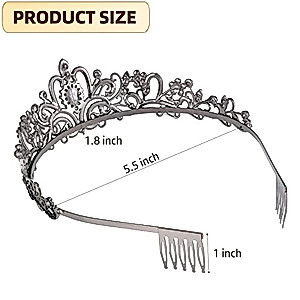 Black Tiaras and Crowns for Women Girls, Crystal Birthday Queen Crowns with Comb Rhinestone Princess Tiara Hair Accessories Wedding Crown for Brides