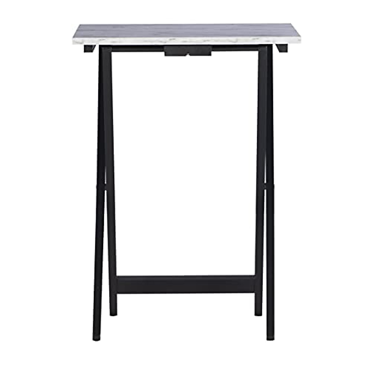 Linon Tray Table Set, 15.75"D x 18.9"W x 26.38"H, White