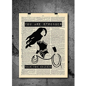 Independent Woman Power And Strength | Stronger Than You Believe - | Stronger Than You Believe Inspirational Quote Art - Authentic Upcycled Dictionary Art Print - Home or Office Decor (D246)