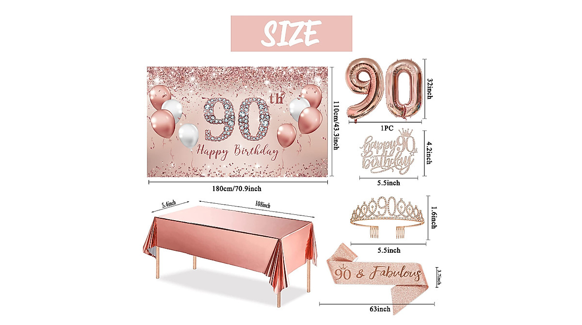 Celebrate 90th Birthday in Rose Gold Style - Party Decorations