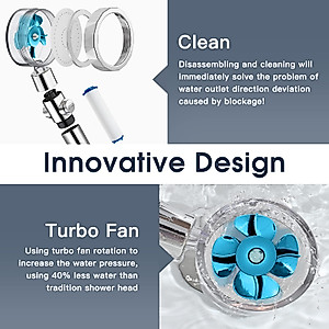 COKOKERT Handheld Power Shower Head,Vortex Shower Head with Filter and Pause Switch,Removable Propeller Driven Shower Head,Water Saving 360 Power Shower Head,Hydro Jet Shower Head…