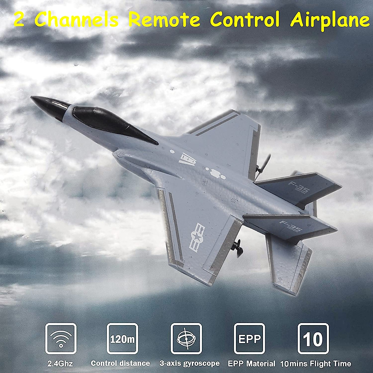 Vecktodisy RC Airplane,2 Channels RC Plane Ready to Fly,2.4Ghz Remote Control Airplane F35,Easy to Control and Durable Remote Control Plane for Kids Beginner