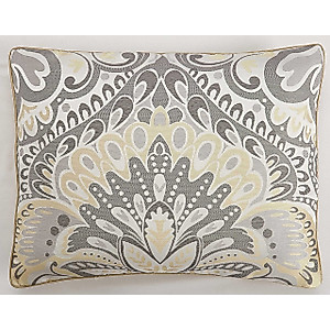 Stratford Park 6-Piece Grey Yellow Comforter Set for Girls, King Size, Elegent Floral Bedding Set, Jacquard Design, Matching Bedskirt, Pillows & Shams