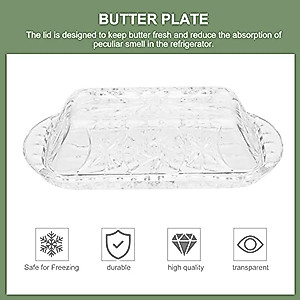 YARDWE Clear Deep Crystal Covered Butter Dish Butter Keeper Well Sealed to Keep Butter Soft Decorative Design and Antique Look Butter Dessert Tray Style 1
