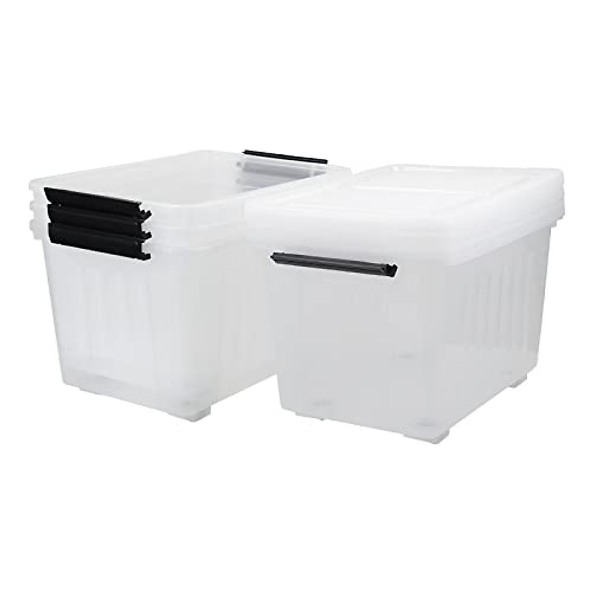 Tyminin 4-Pack 30 L Plastic Storage Box, Large Storage Bin with Wheels
