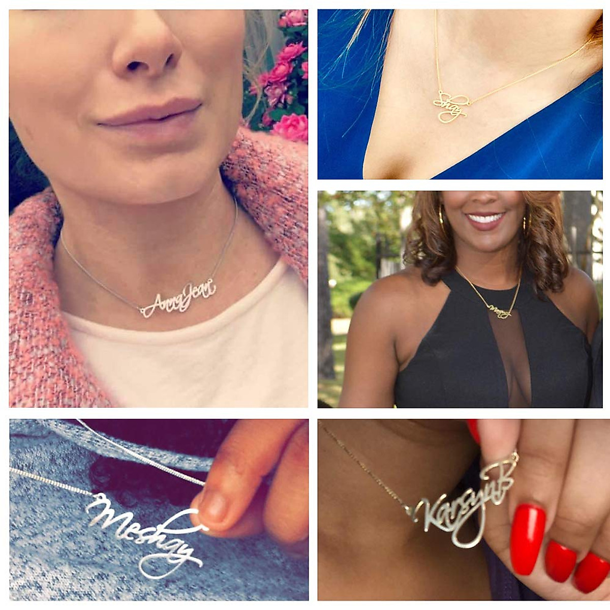 UMAGICBOX Personalized Dainty Name Necklace 18K Gold Plated Stainless Steel Custom Engraved Nameplate Pendant Jewelry Customized Birthday Mother Christmas Day Gifts for Women Girls Teen Kids Daughter