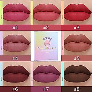 UCANBE 8PCS Dream & Macaron Matte Liquid Lipstick Makeup Set, 24 Hour Long Lasting Lip Gloss Kit, Waterproof Durable Red Lip Stick Lip Stain Make up Gift Kit for Women and Girls