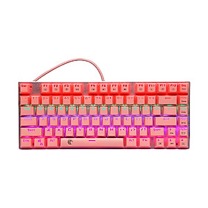 60% Mechanical Keyboard and Gaming Mouse, Mouse Pad Combo. 81 Keys Rainbow Backlit Keyboard (Blue Switch) Pink