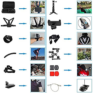 Husiway Accessory Bundle for GoPro Hero 11 10 9 8 7 6 5 4 Accessories Kit for Go Pro Max Fusion Insta360 ONE X DJI Osmo Action 3 2 AKASO Action Cameras 56E