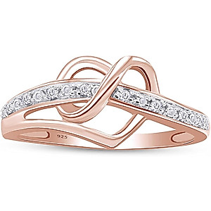 AFFY Sterling Silver Diamond Heart Ring (1/20 cttw, I-J Color, I3 Clarity)