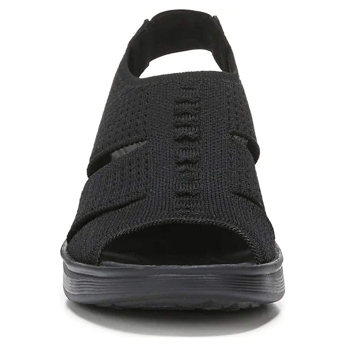 BZees Womens Double Up Sandal Black Knit 7.5 M