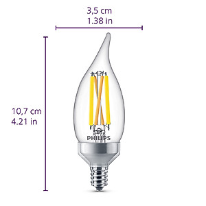 PHILIPS LED BA11 Candelabra LED Light Bulbs - Flicker-Free 60w Light Bulbs with EyeComfort Technology - Soft White 2700K Lightbulb - 500 Lumen - E12 Base - 3 Pack