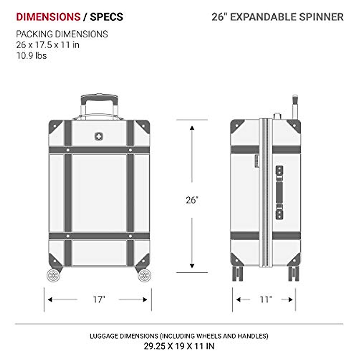 SwissGear 7739 Hardside Luggage Trunk with Spinner Wheels, Blush, 2-Piece Set (19/26)