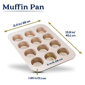 Ultra Cuisine 12-Cup Muffin Pan - Cupcake Tins 12 - Nonstick For Easy Release - Durable And Warp-Resistant - Superior Baking Performance - Muffin Pan No Rust - Aesthetic Baking Experience - Muffin Tin