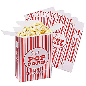 Bekith 100 Pack Paper Popcorn Boxes, Close-Top Popcorn Containers Cups Bucket for Movie Party and Theater Night