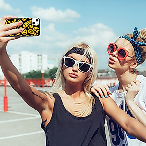 Myrauv for iPhone XR Lovely Case Yellow Trippy Cute Face Print Shockproof Protective Cases Soft TPU Hard Back Anti-Scratch Cover for iPhone XR