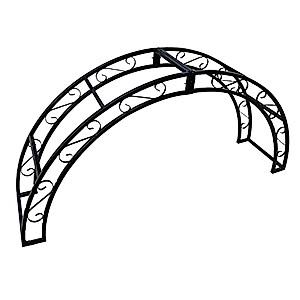 Semi-Circular Garden Arch,Iron Art Rose Arch,Climbing Plants Arch Arbor Wall Trellis,for Decoration Outdoor Gardens Entrance/Villa Door Arches,Black (Size : 180x90cm/70.8x35.4in)
