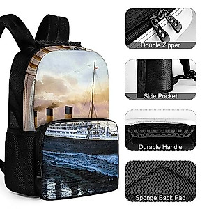 Retro Titanic Famous Old Historic Laptop Backpack Lightweight 16 Inch Travel Backpack Shoulder Bag Daypack for Men Women
