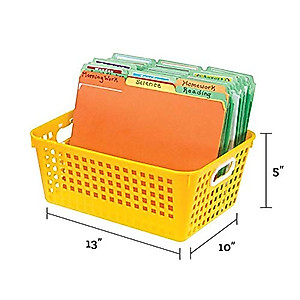 Really Good Stuff - 666002 Plastic Storage Baskets for Classroom or Home Use - Fun Rainbow Colors - 13" x 10" (Set of 6)