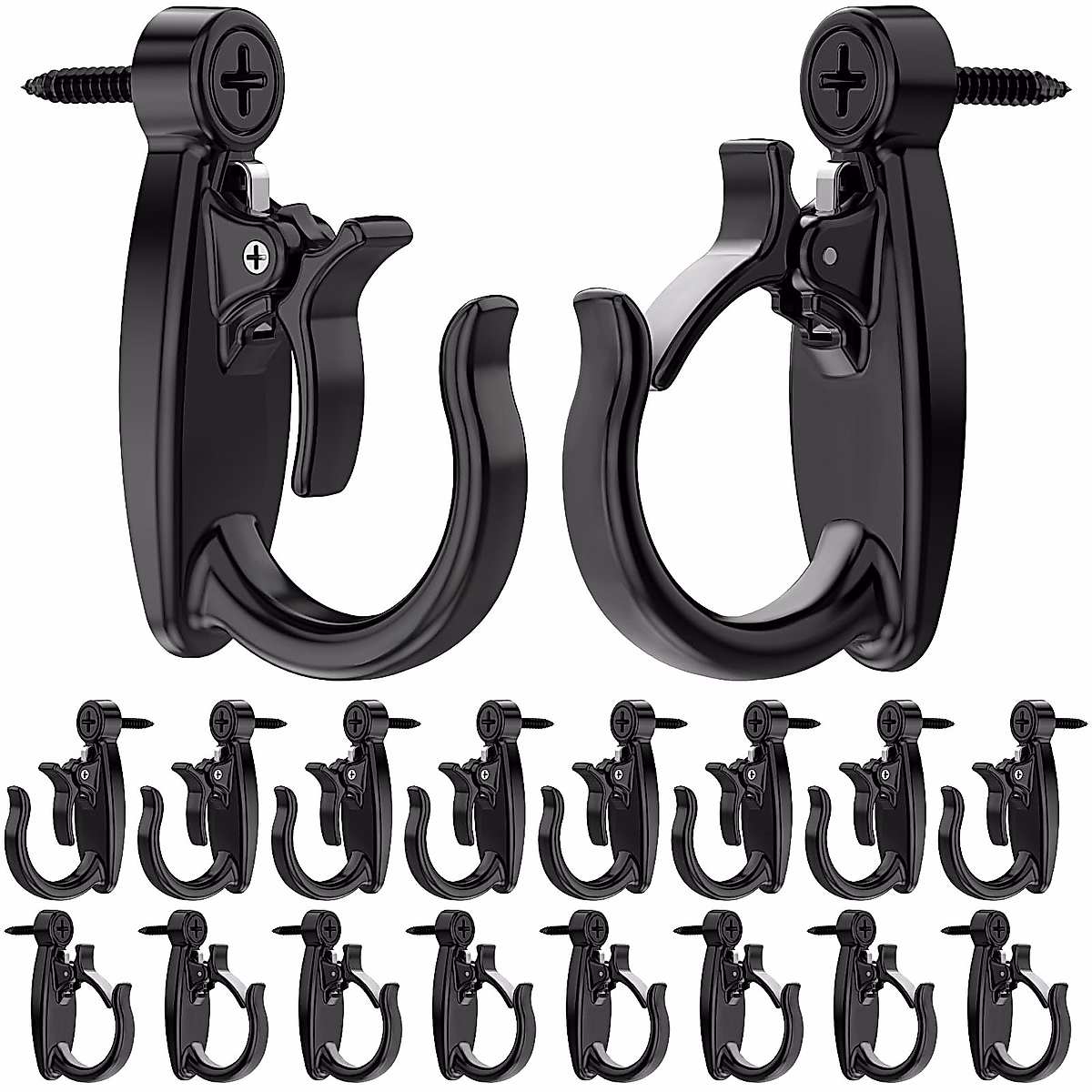 Lewufe Lights Hanger Hooks, Christmas Light Clips, Outdoor String Lights Hangers for Hanging Christmas Light, Fairy Lights, Outdoor Patio Lights, 20 Pack, Black