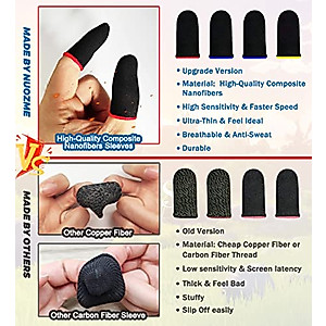 30 Pack Mobile Phone Gaming Finger Sleeves, Nuozme Finger Sleeves Fit All Touchscreen Devices, 0.15mm Nanofibers, Smooth Feel, Anti-Sweat, Extremely Thin, Zero-Seam Design,Red, Yellow and Blue Edge